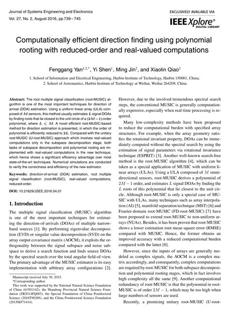 pdf computationally efficient direction finding using polynomial rooting with reduced order