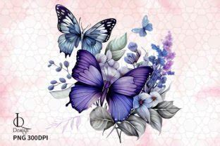 Blue Purple Butterfly Watercolor Graphic By LQ Design Creative Fabrica