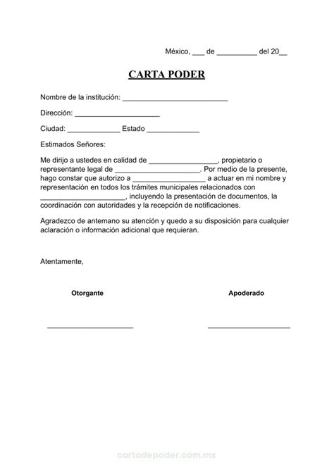 Carta Poder Para Tr Mites Municipales Formato