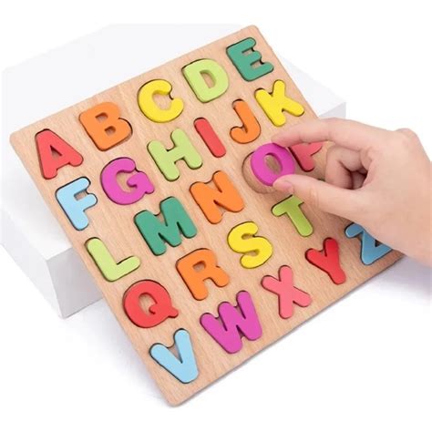 Brinquedo Montessoriano De Madeira Alfabeto Encaixe Puzzle Shopee Brasil