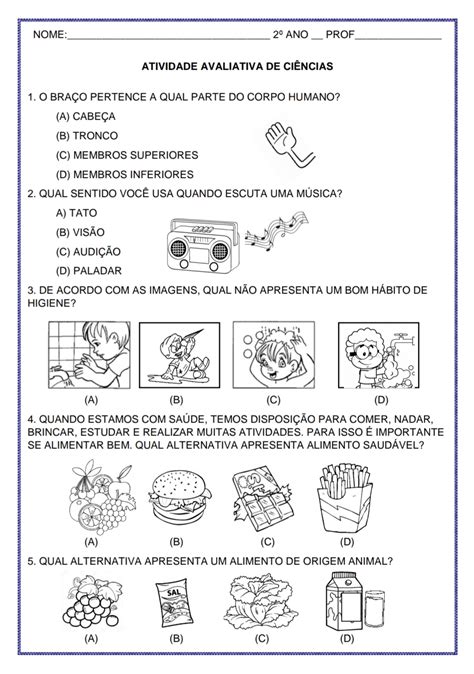 Avaliação De Ciências 2 Ano Fundamental Para Imprimir