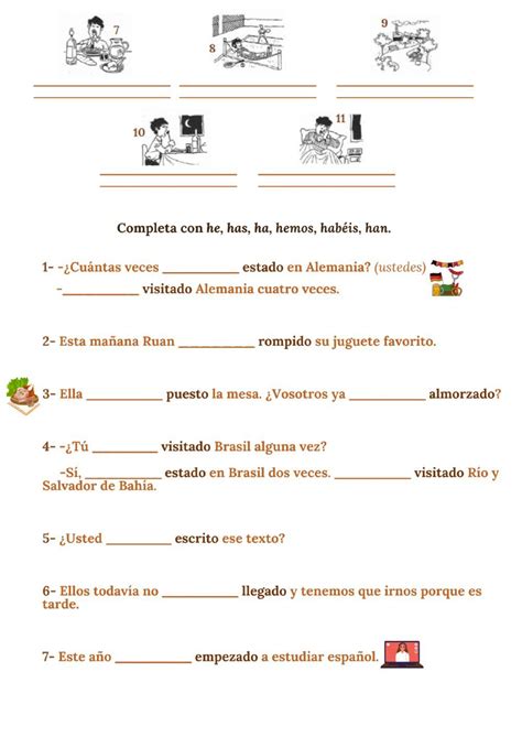 Ejercicio interactivo de Pretérito perfecto compuesto Pretérito