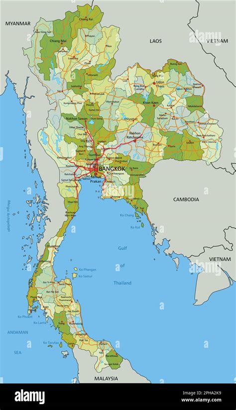 Highly Detailed Editable Political Map With Separated Layers Thailand