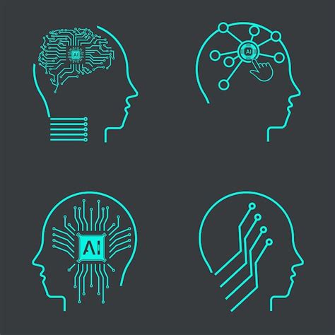 Premium Vector Collection Of Four Artificial Intelligence Icons Set