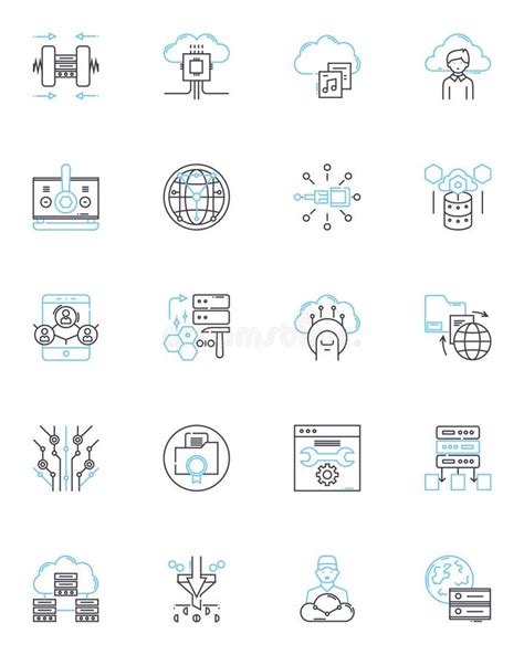 Data Encryption Linear Icons Set Security Cryptography