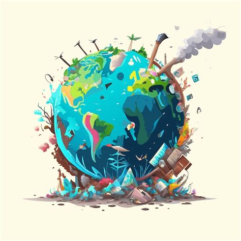 La Lutte Contre La Pollution L Histoire De La Terre Vecteur Premium
