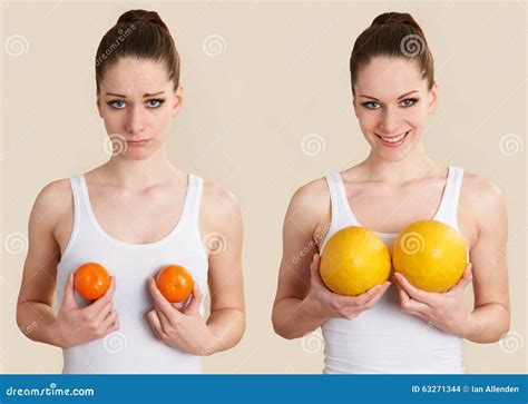 Conceptual Image To Illustrate Breast Enlargement Surgery Stock Photo