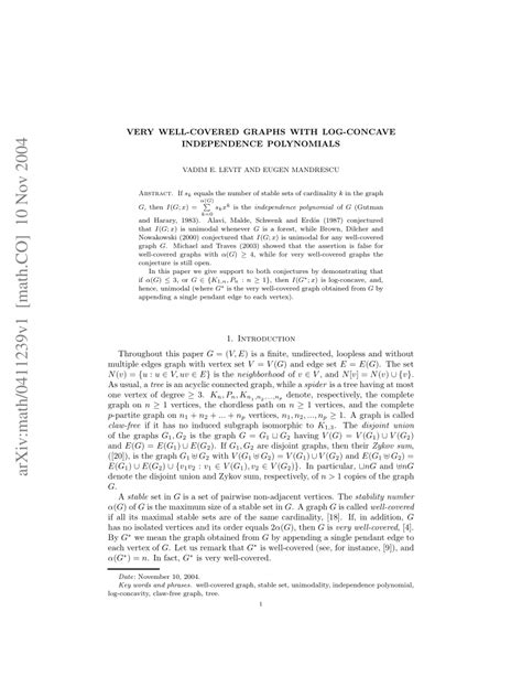 pdf very well covered graphs with log concave independence polynomials