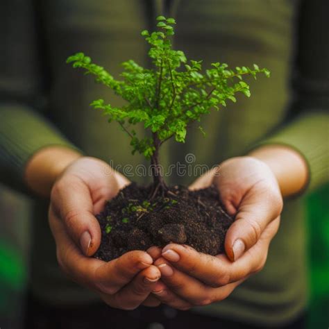 Person Holding Plant In Their Hands With Dirt In The Palm Of Their