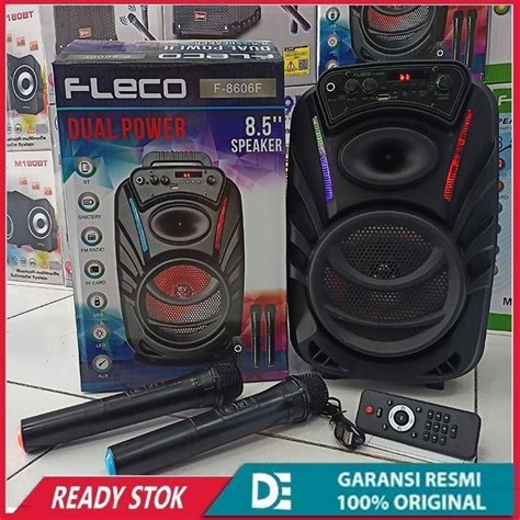 Jual SPEAKER BLUETOOTH KARAOKE FLECO F 8606 F BONUS 2 MIC WIRELESS FULL