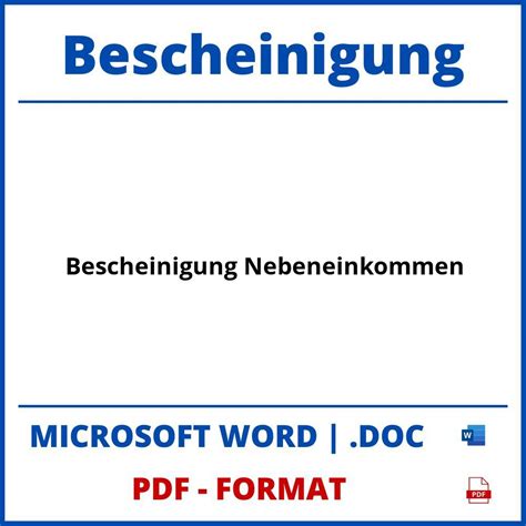 Bescheinigung Nebeneinkommen WORD PDF