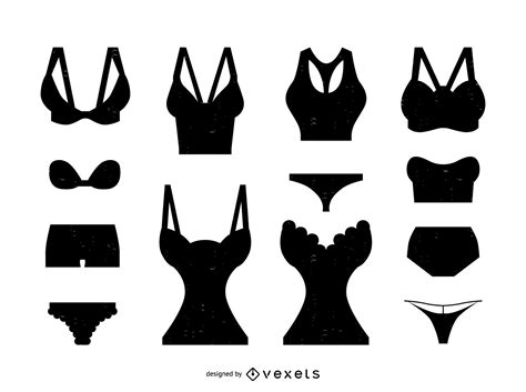 Descarga Vector De Conjunto De Silueta De Lencería De Ropa Interior De
