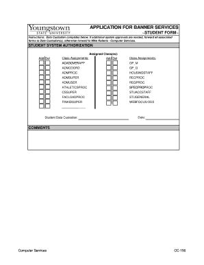Fillable Online Ysu Student Form Ysu Fax Email Print PdfFiller
