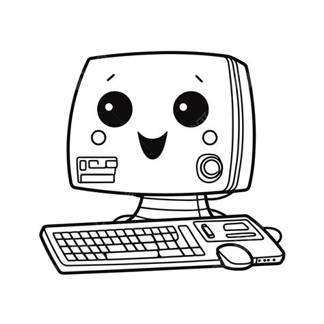 Linda Computadora Para Colorear P Gina Esbozo Dibujo Vector Png