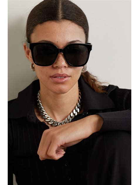 SAINT LAURENT EYEWEAR YSL Oversized D Frame Acetate Sunglasses NET A