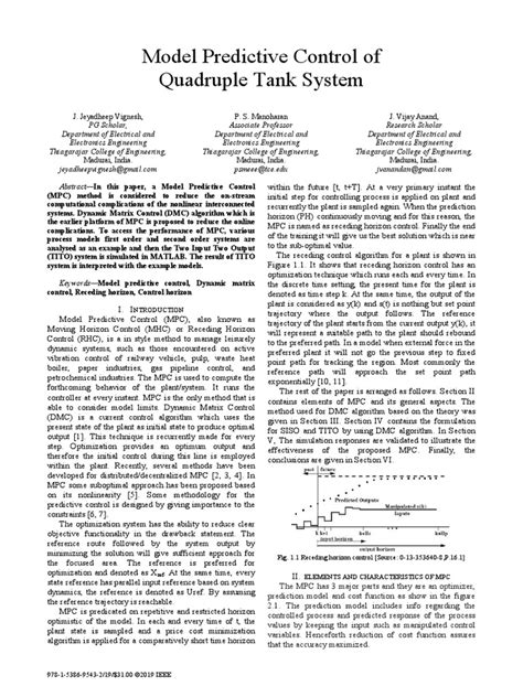 2019 model predictive control of quadruple tank system download free pdf mathematics