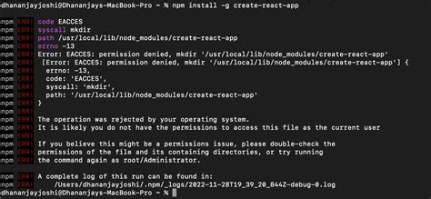 terminal permission denied while trying to install create react app with npm stack overflow