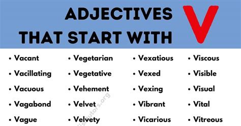 Adjectives That Start With V Top Useful Adjectives That Start With