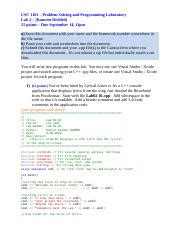 Csc Lab Kamrend Docx Csc Problem Solving And Programming