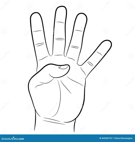 Four Fingers Isolated Gesture Black Silhouette Of A Hand On A White