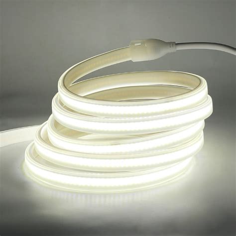 Ruban led COB 1M 220V blanc neutre 4000K étanche ip 65 avec fixations