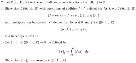 solved let c [0 1] r be the set of all continuous