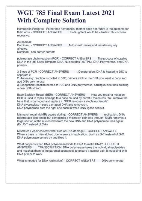 Wgu Final Exam Latest With Complete Solution Biochem C