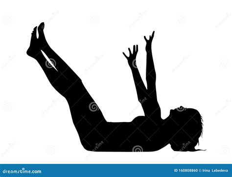 La Silhouette D une Femme Solitaire Allongée Sur Le Sol Les Bras Et
