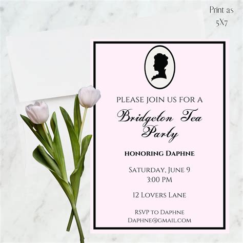 Editable Bridgerton Party Invitation With Silhouette Etsy