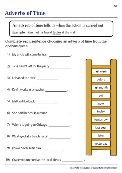 Adverbs Of Time Exercises