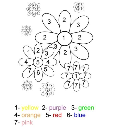 Flowers Color By Number Printable Coloring Page Free Printable The