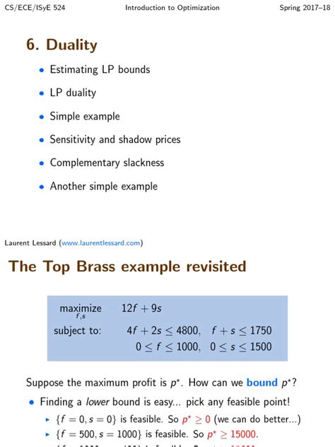 laurent lessard lp duality pdf linear programming systems analysis