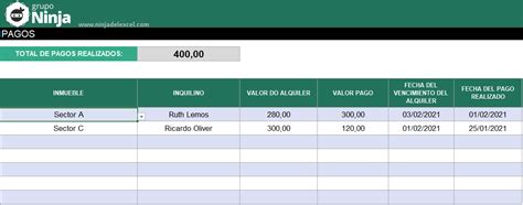 Plantilla Para Control De Alquiler De Inmuebles En Excel Ninja Del Excel