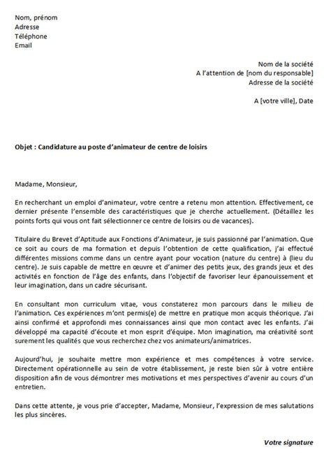 Modele Lettre De Motivation Animateur Centre De Loisirs Laboite Cv Fr