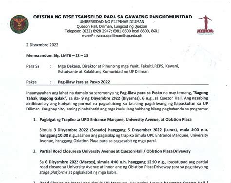 Memorandum No LMTB 22 07 UP Vehicle Sticker For Academic Year 2022