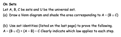 solved on sets let a b c be sets and u be the universal