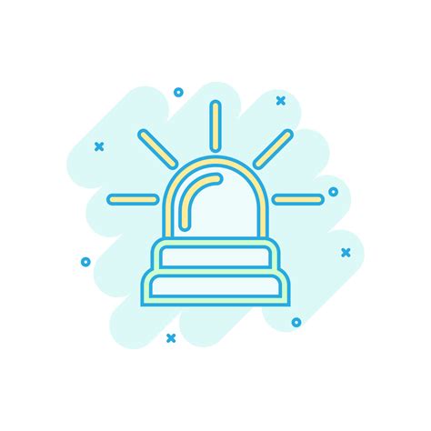 Emergency Siren Icon In Comic Style Police Alarm Vector Cartoon