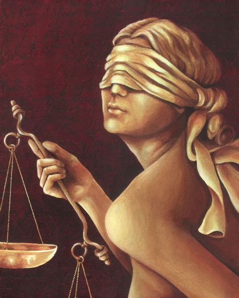 A Painting Of A Woman Holding A Balance Scale With One Hand And The