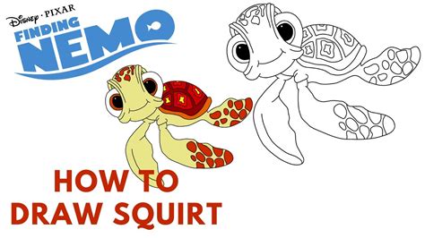 How To Draw SQUIRT THE TURTLE FINDING NEMO Step By Step YouTube