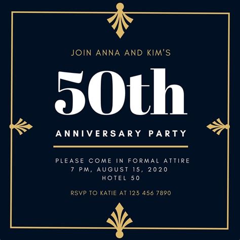Free Custom Printable Th Anniversary Invitation Templates Canva