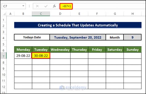 How To Create A Schedule In Excel That Updates Automatically