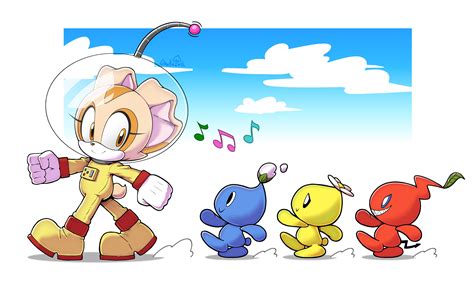Olimar Cream The Rabbit Neutral Chao Dark Chao And Hero Chao Sonic And 1 More Drawn By