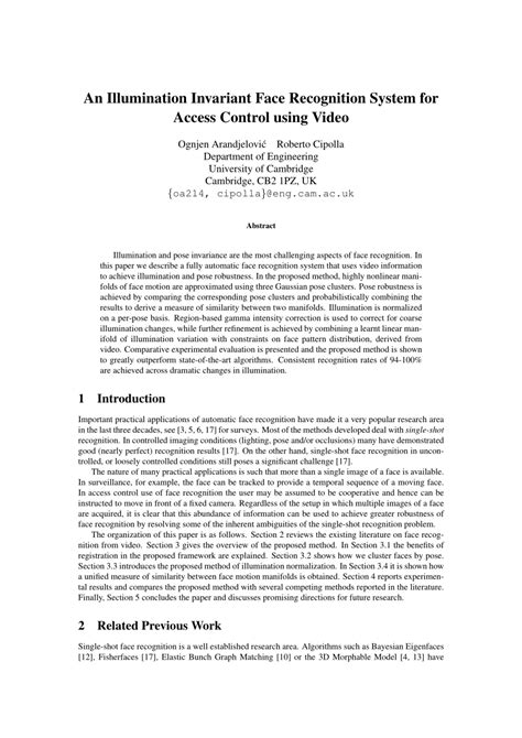 pdf an illumination invariant face recognition system for access control using video