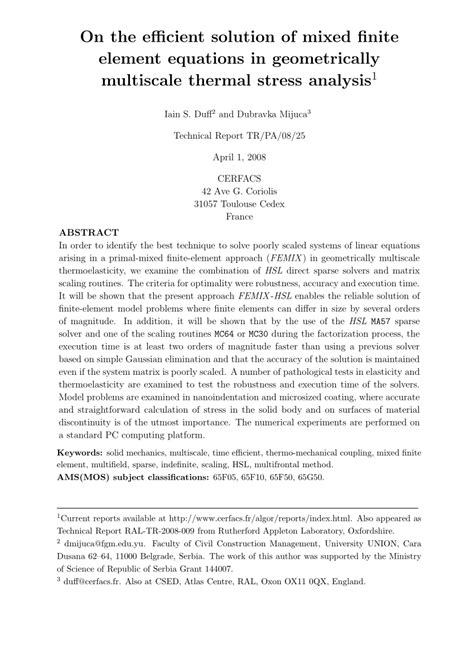 pdf on the efficient solution of mixed finite element equations in geometrically multiscale