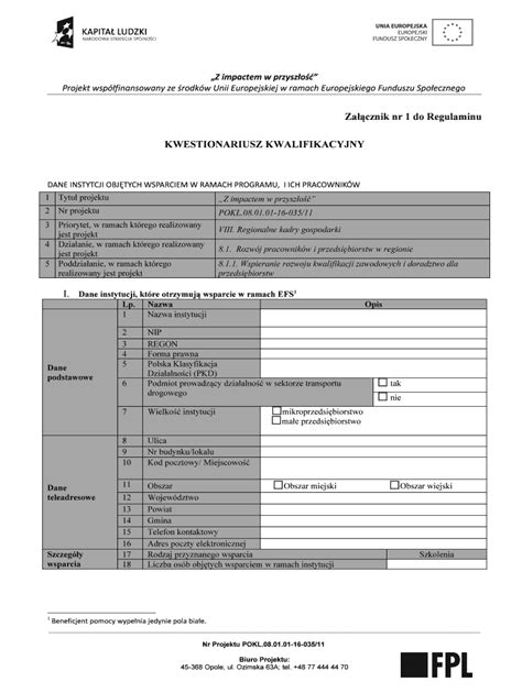 Fillable Online Bizneslingua Zacznik Nr 1 Do Regulaminu KWESTIONARIUSZ