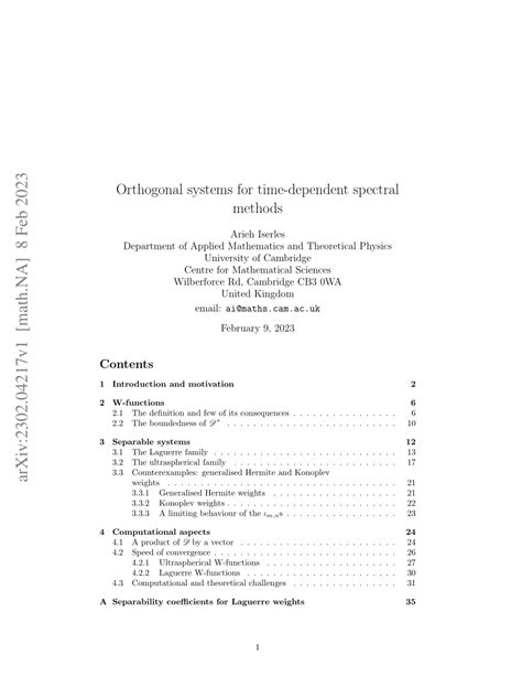 pdf orthogonal systems for time dependent spectral methods