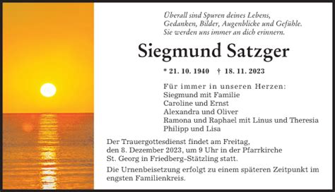 Traueranzeigen von Siegmund Satzger Allgäuer Zeitung