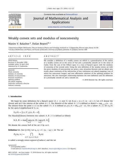 weakly convex sets and modulus of nonconvexity