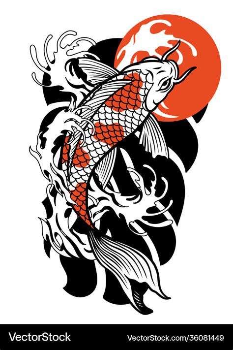 Koi Carp Tattoo Stencil