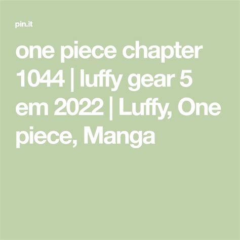 One Piece Chapter Luffy Gear Em Luffy One Piece Manga